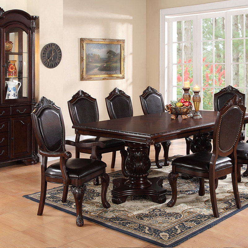 Bloomsbury Market Formal Dining Room Table W Leaf Pc Dining Table Only Double Pedestal Base Royal Rectangle Table Wayfair